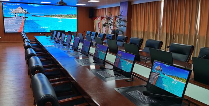 FHD Flip Up Motorized Monitor Conference Room Applied With Manual Function
