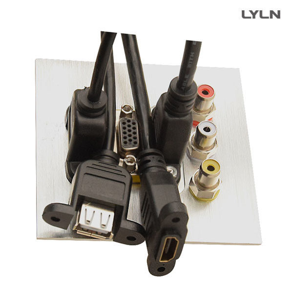 Brushed Aluminum AV Wall Plate , Audio Video Wall Plates With Hdmi Easy ...